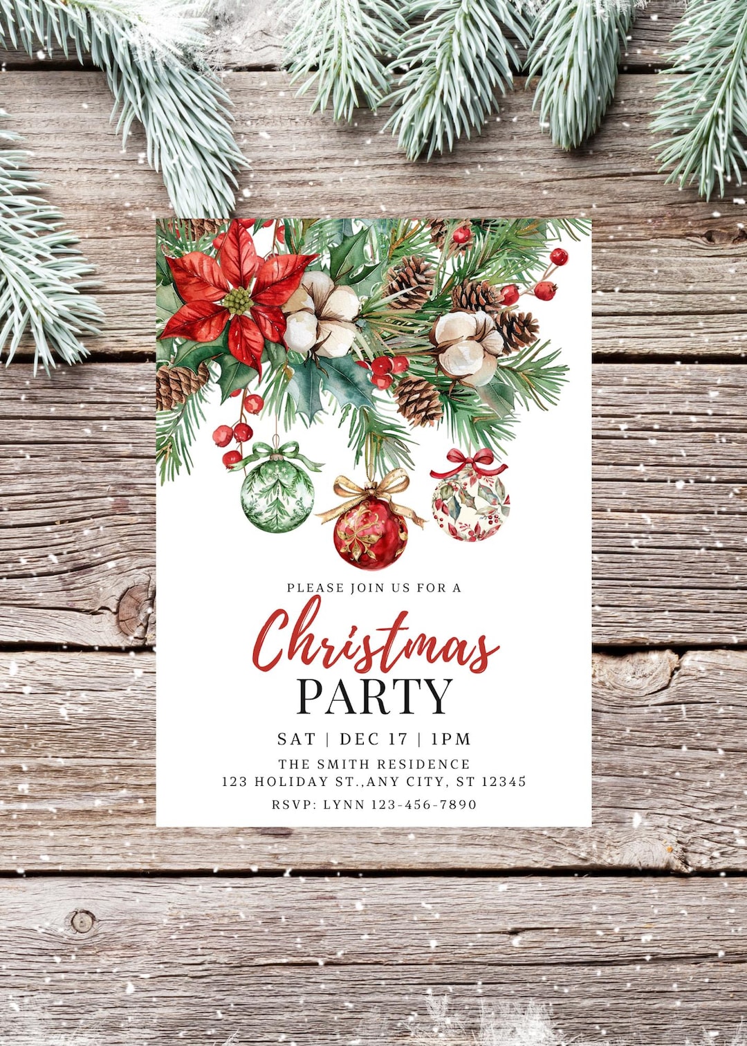 Editable Christmas Party Invitation, Holiday Invitation, Printable or ...