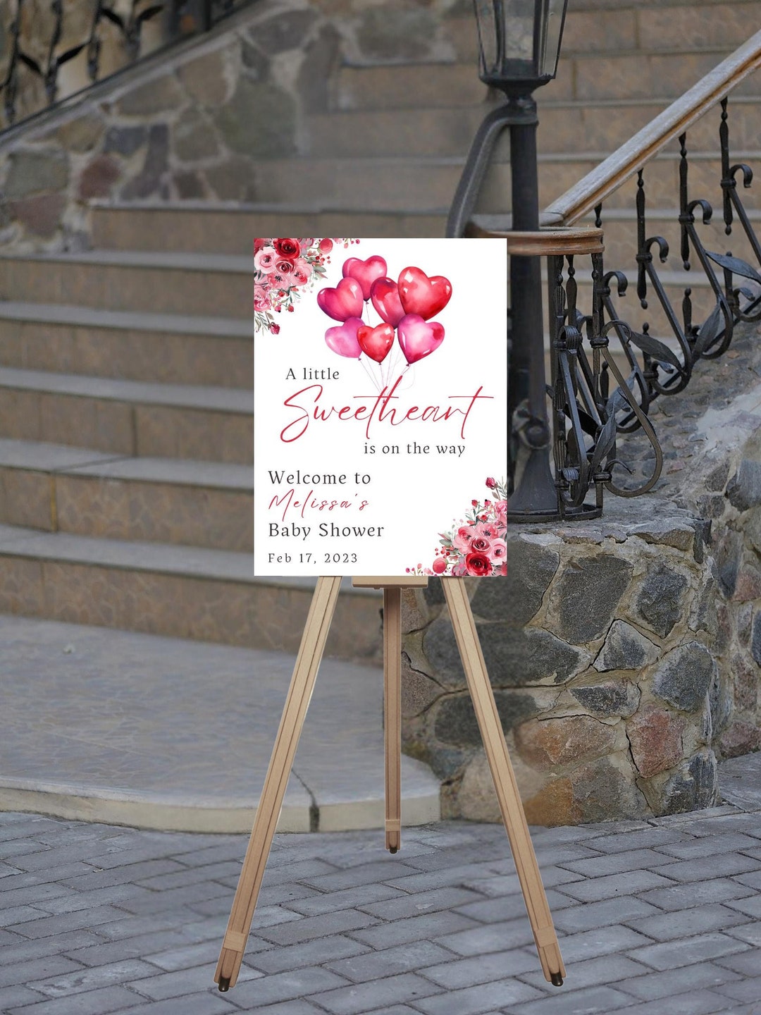 Editable A Little Sweetheart is on the Way, Baby Shower Welcome Sign ...