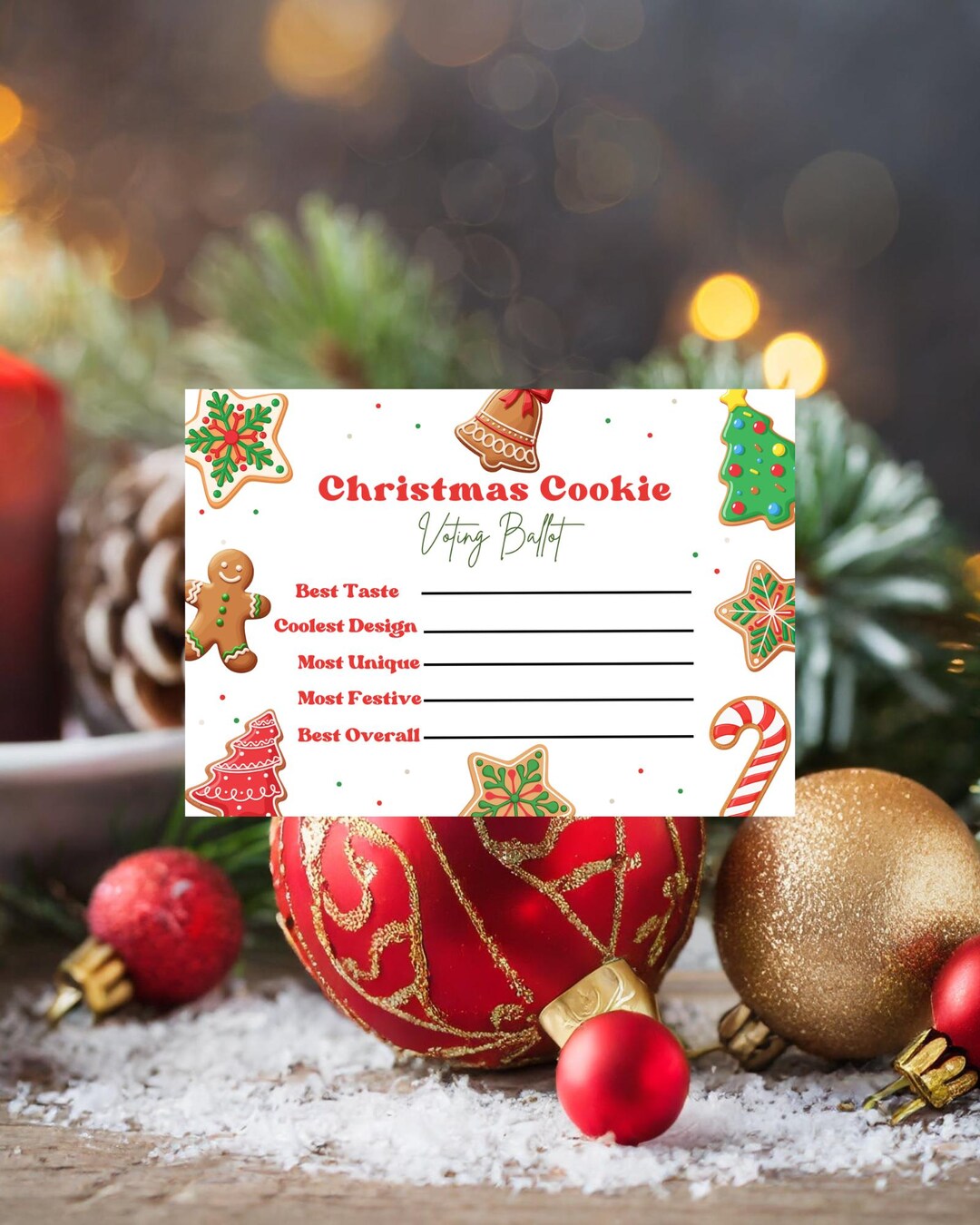 Editable Christmas Cookie Voting Ballot Sign, Christmas Cookie ...