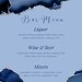 Editable Blue and Silver Bar Menu Card Template, Full Size Menu, Table ...