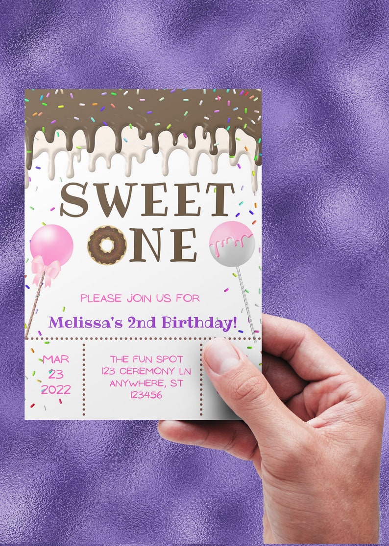 Editable Sweet One Birthday Invitation Dripping Chocolate - Etsy