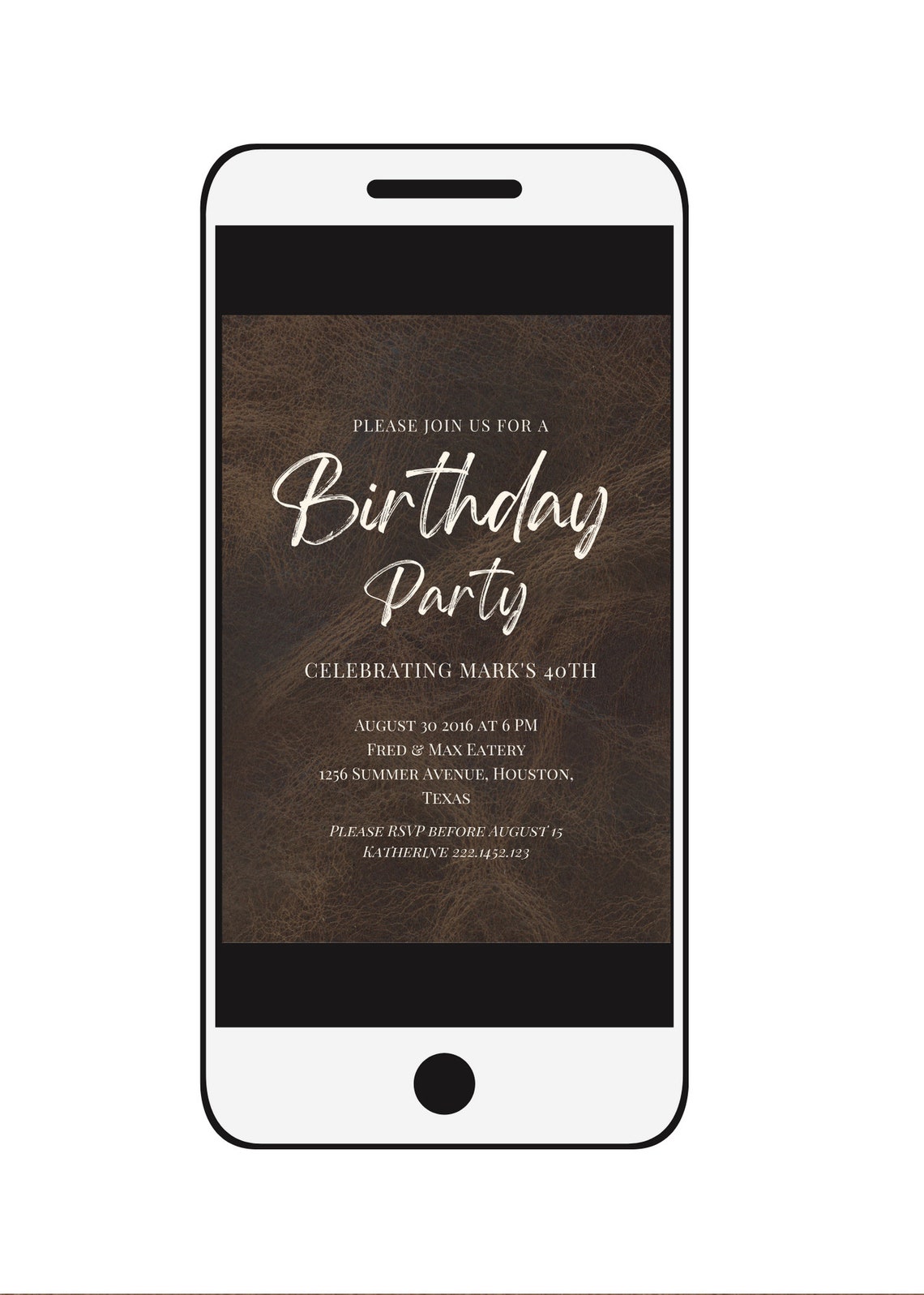 Editable Birthday Party Invitation for Men, Masculine Invitation, Brown ...