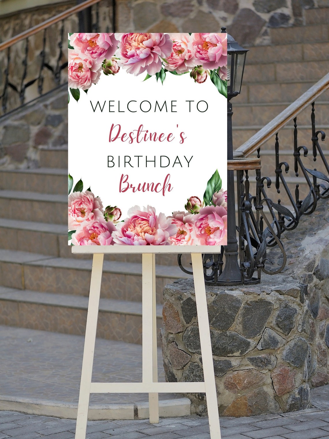 Editable Birthday Brunch Welcome Sign Floral Birthday Welcome - Etsy