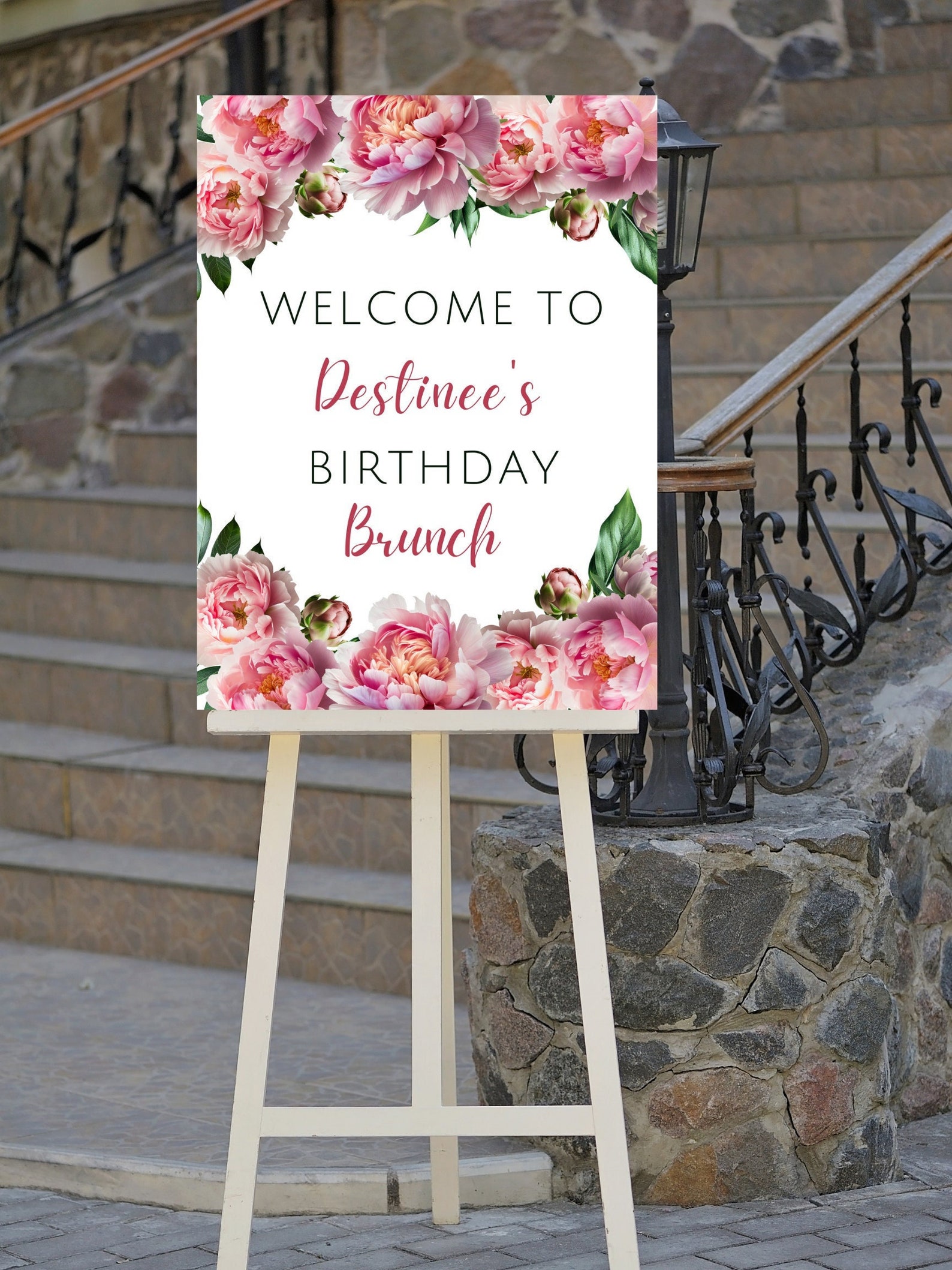Editable Birthday Brunch Welcome Sign Floral Birthday Welcome - Etsy