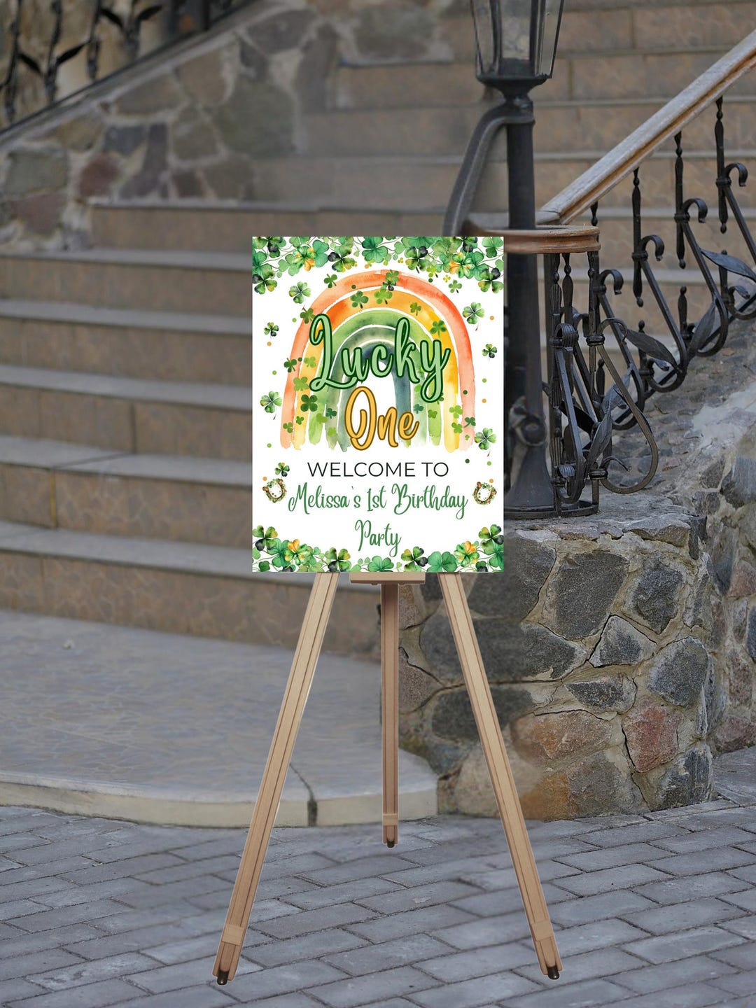 Editable Lucky One Birthday Welcome Sign, St Patrick's Day 1st Birthday ...