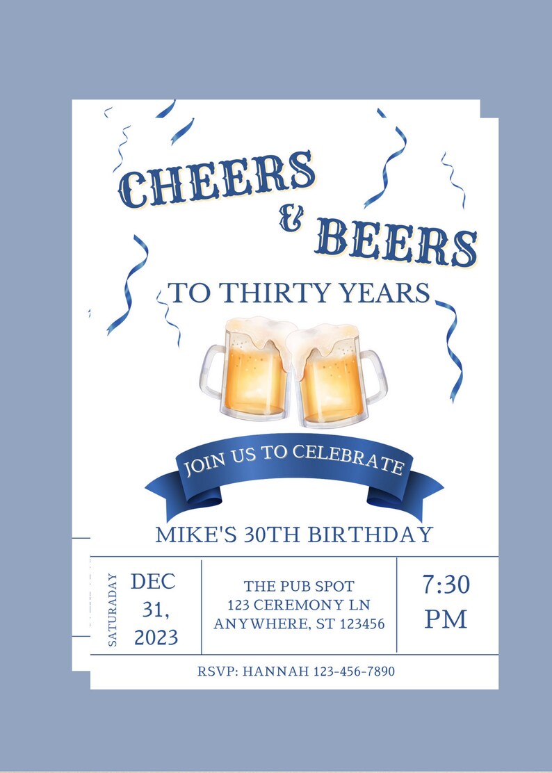 Editable Cheers and Beers Invitation Cheers to Any Age - Etsy