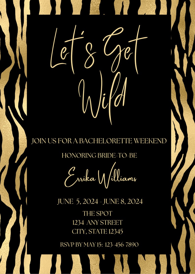 Editable Let's Get Wild Invitation Bachelorette Party - Etsy