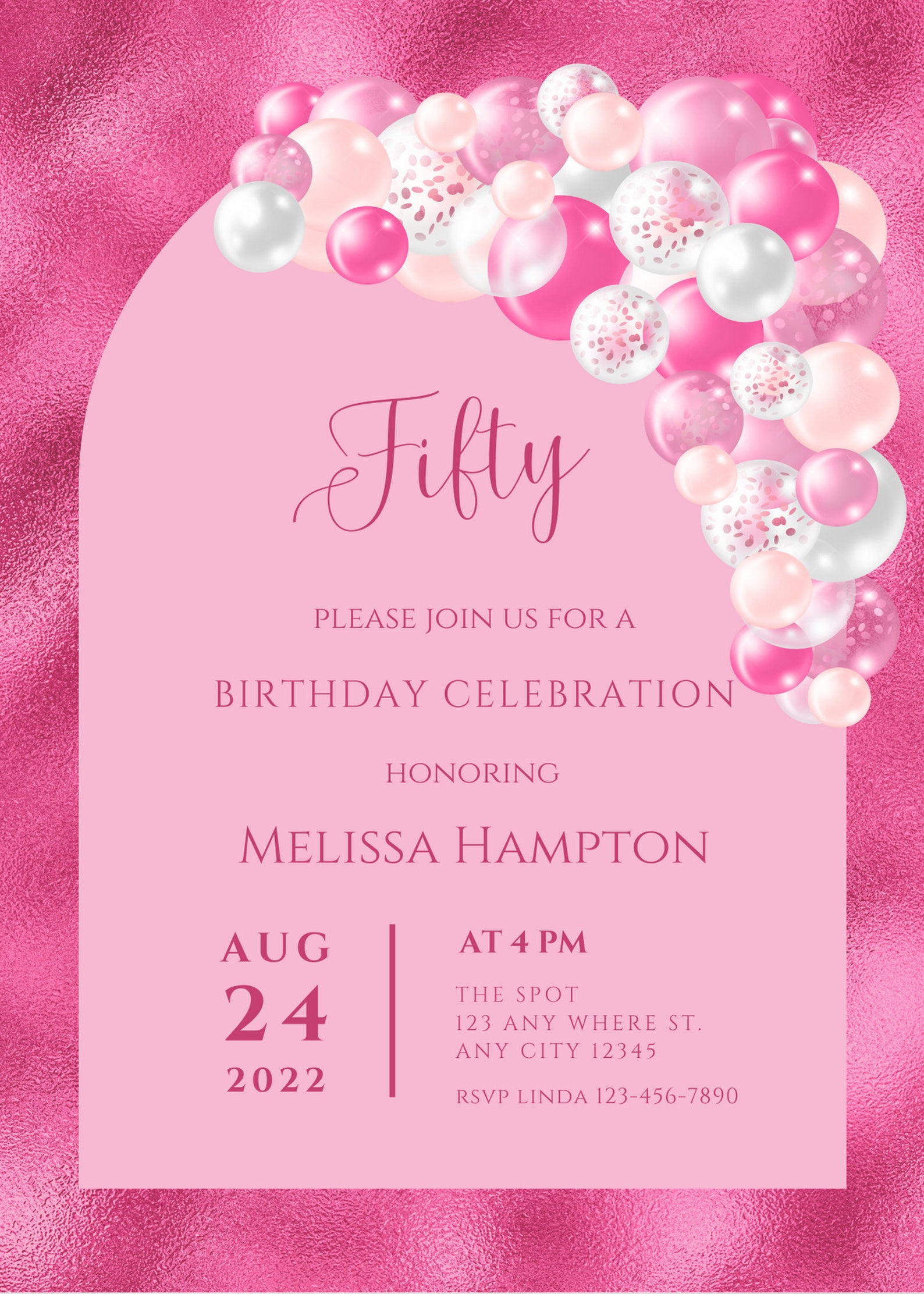 Editable Pink and White Birthday Invitation Pink and White - Etsy