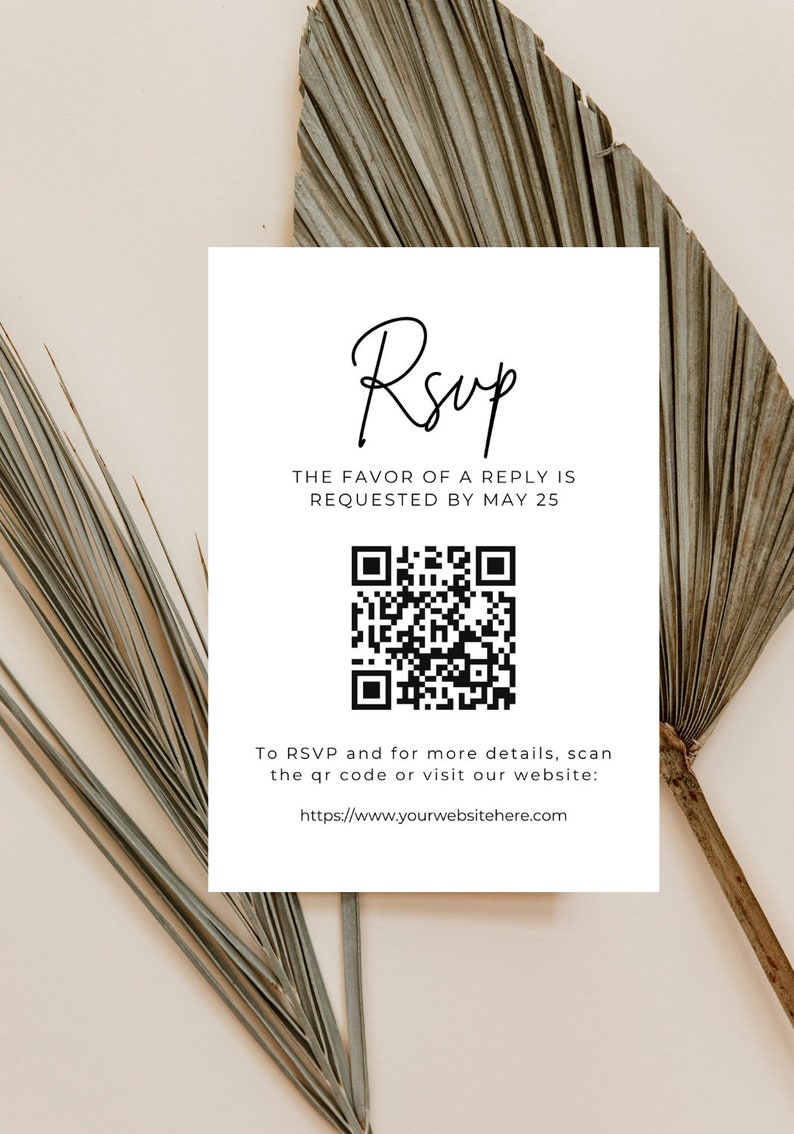 Editable RSVP Card With QR Code, Minimalist Wedding (digital Download ...