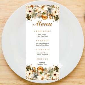 Editable Gold Christmas Menu Card Template Floral Christmas Dinner Menu ...