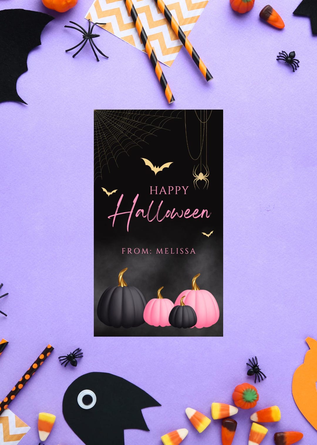 Editable Pink Halloween Treat Tag, Pumpkin Favor Tags (digital Download ...