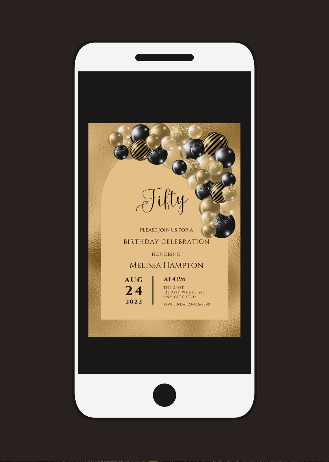 Editable Black and Gold Birthday Invitation Black and Gold - Etsy
