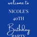 Editable Blue Birthday Welcome Sign, Minimalist Birthday Party Welcome ...