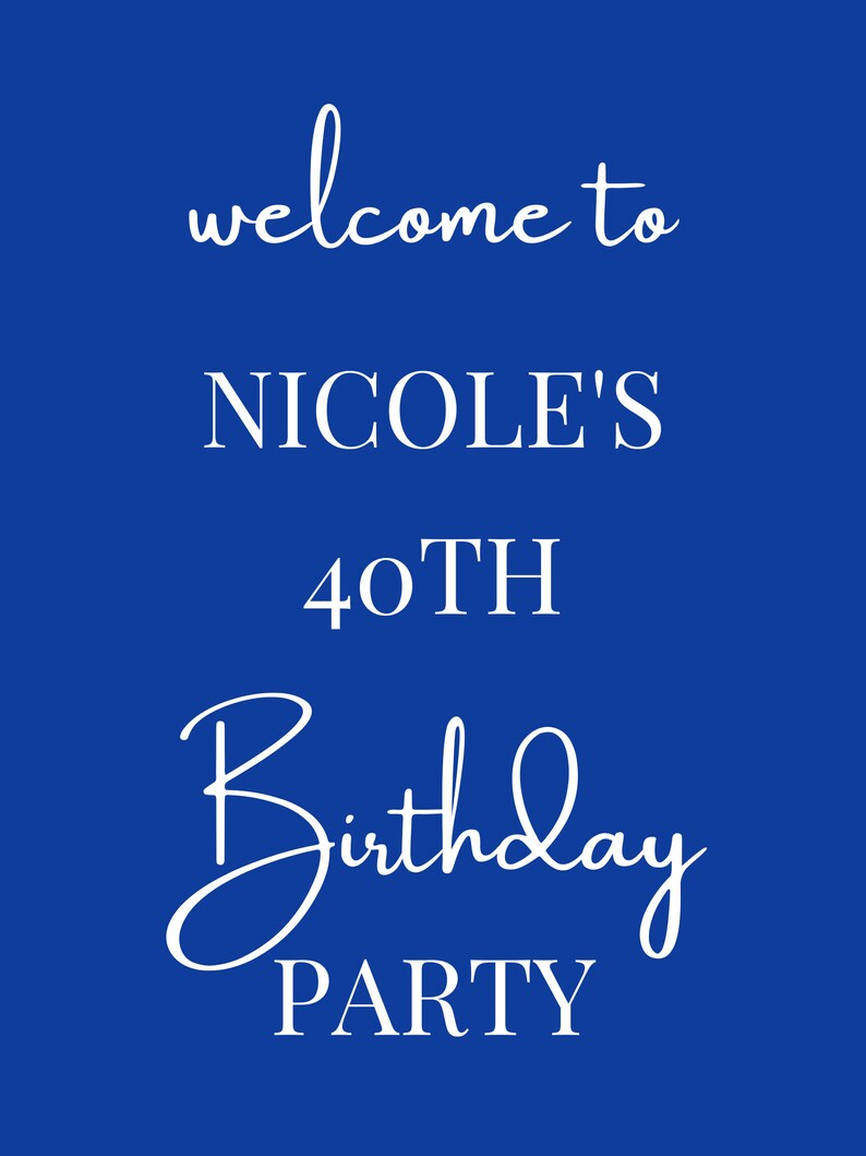 Editable Blue Birthday Welcome Sign Minimalist Birthday Party - Etsy