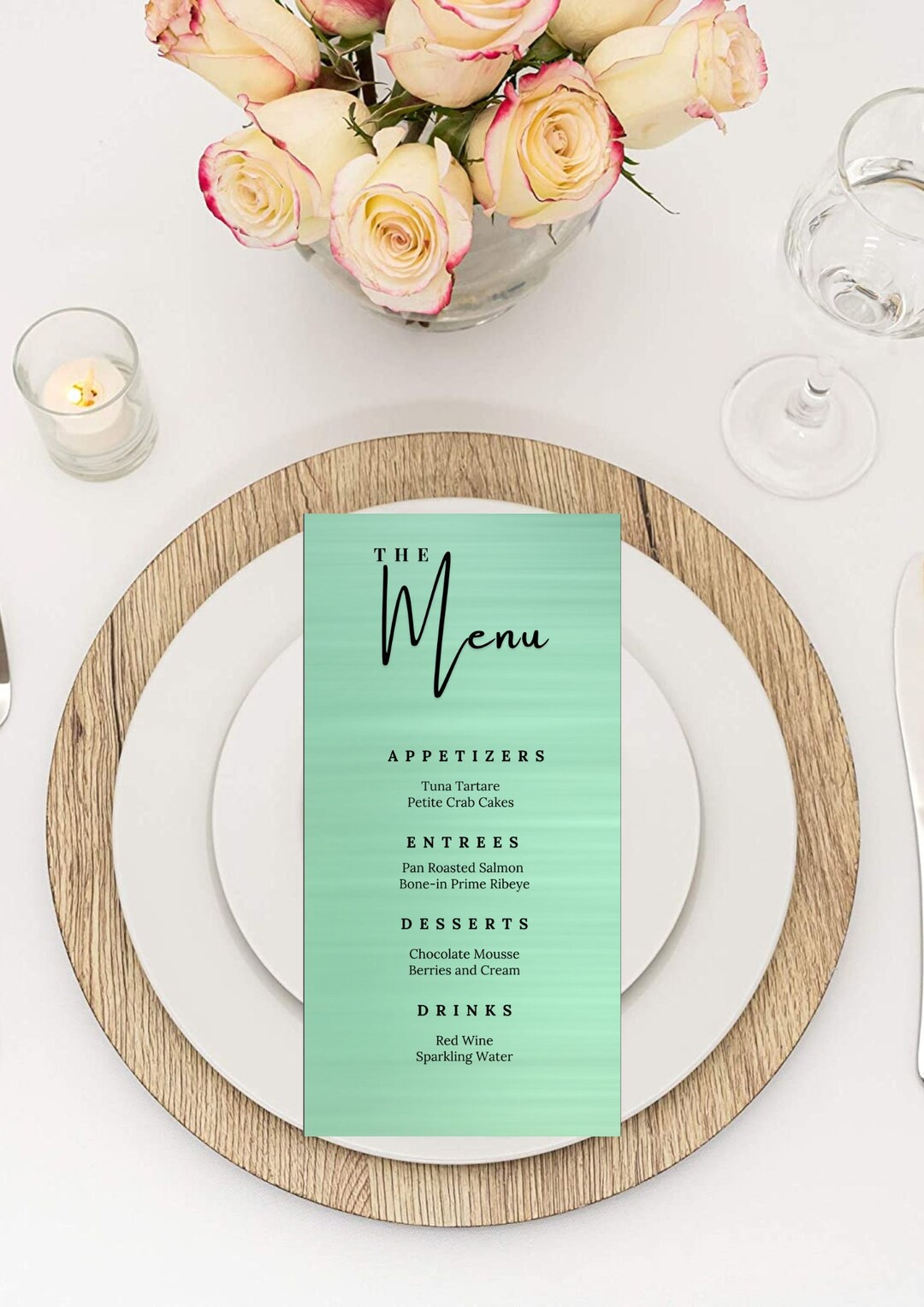 Editable Mint Green Menu Card Template, Modern, Minimalist Menu Cards ...