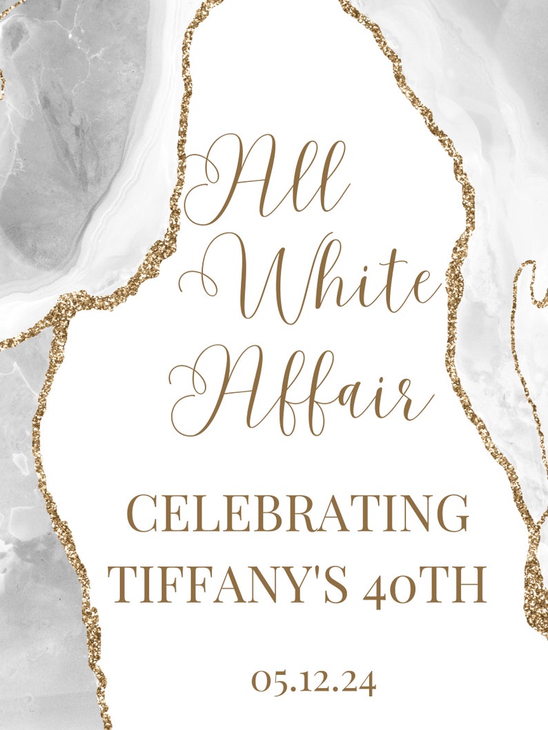 All White Affair Welcome Sign All White Party Poster - Etsy
