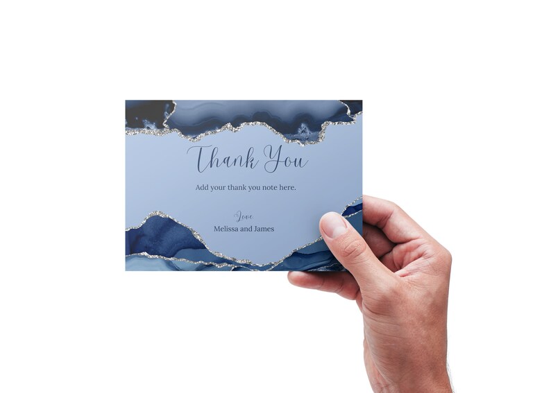 Printable Thank You Card Blue and Silver Thank You Note - Etsy