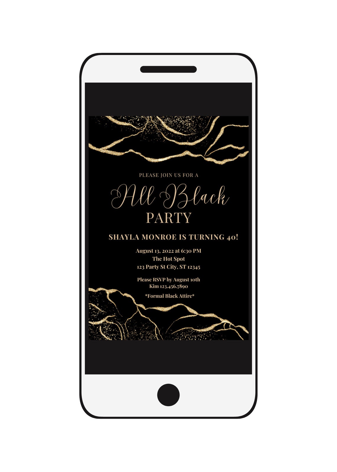 Editable All Black Party Invitation All Black Affair Black - Etsy
