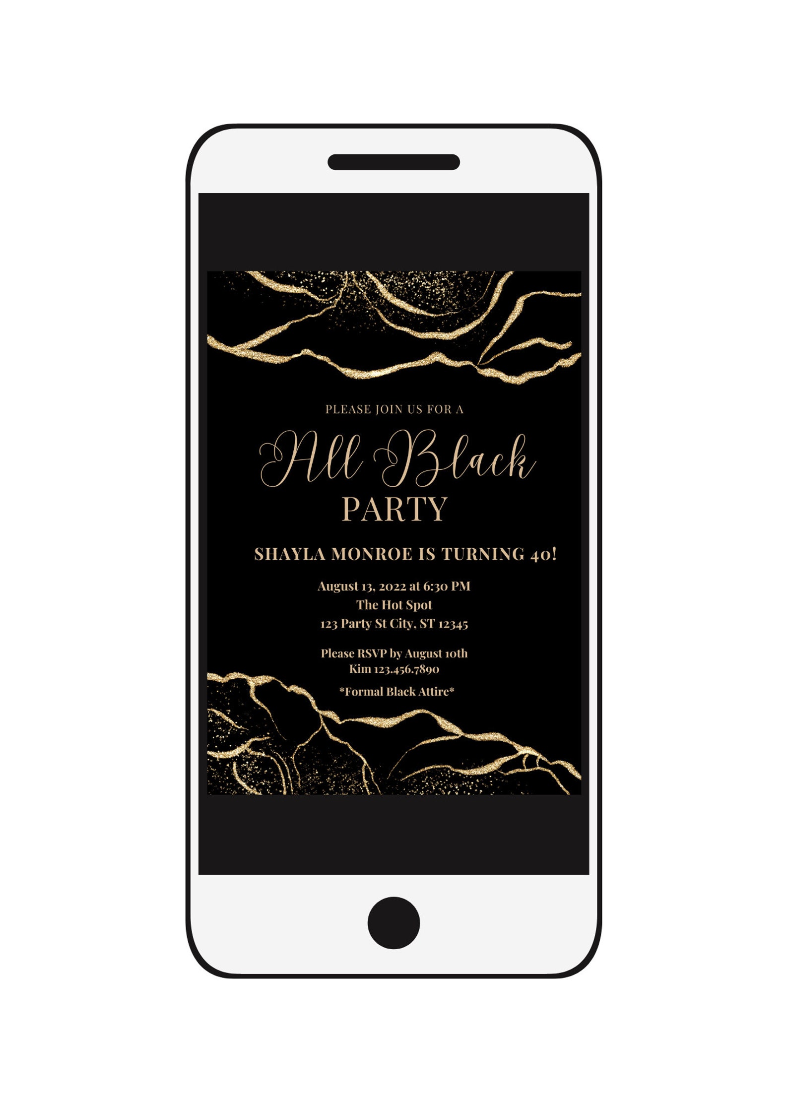 Editable All Black Party Invitation All Black Affair Black - Etsy