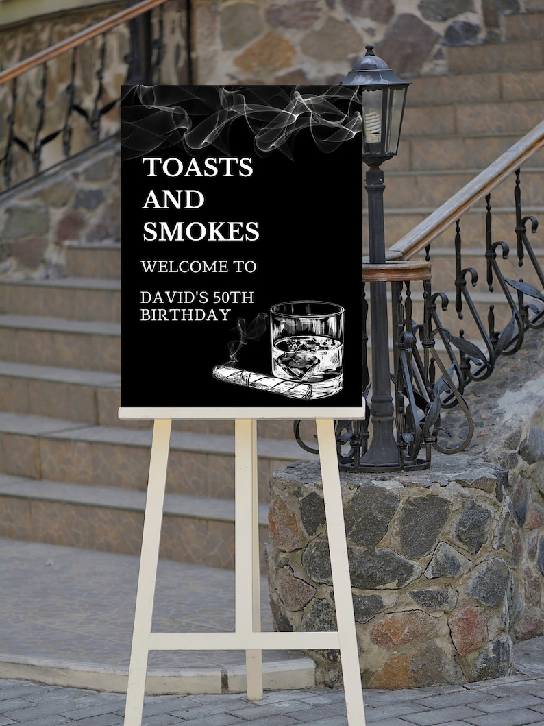 Editable Toasts and Smokes Welcome Sign, Welcome to Sign, Birthday ...