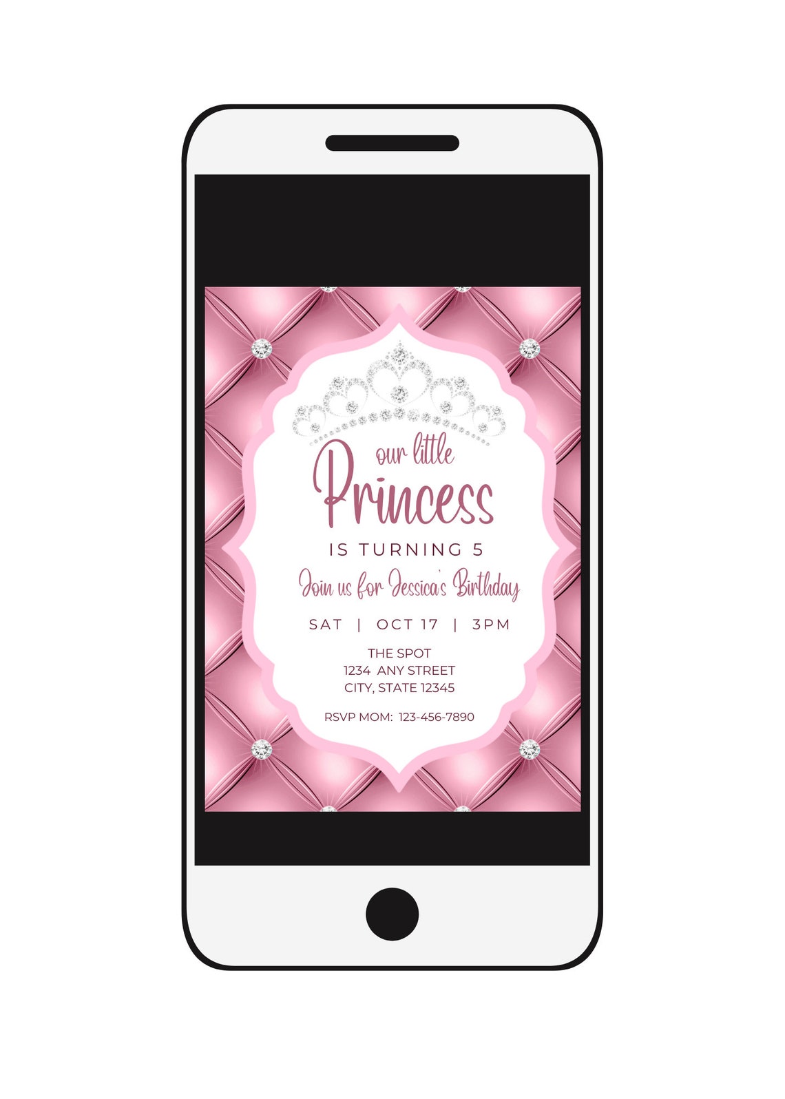 Editable Princess Birthday Invitation Princess Party Girl - Etsy