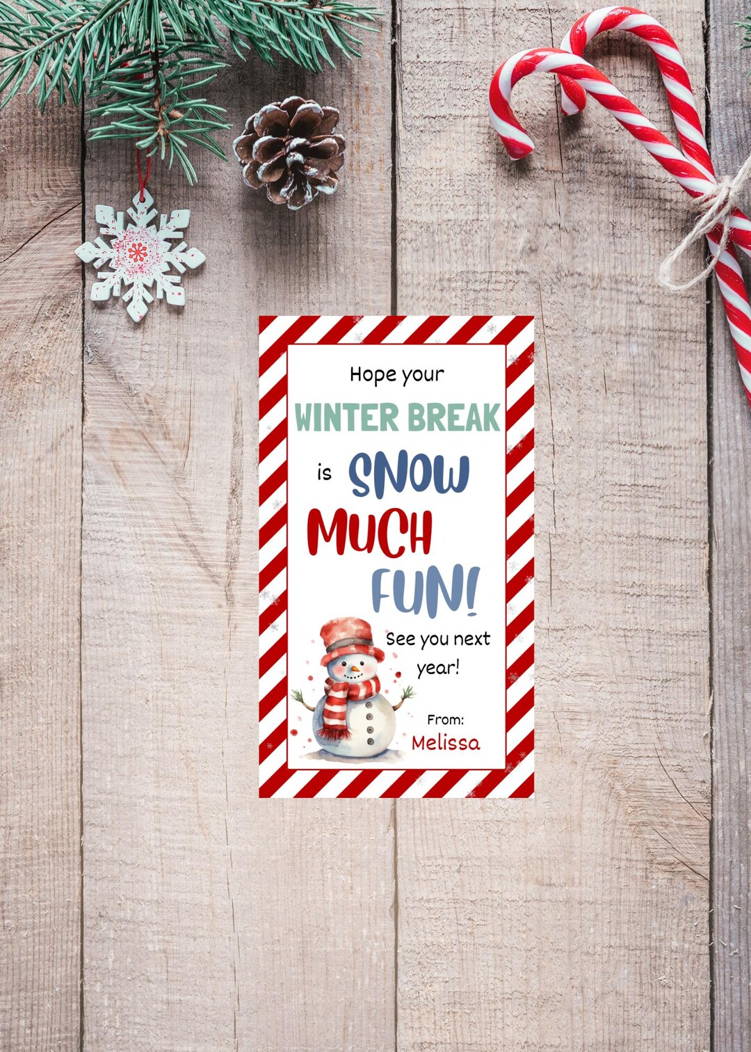 Hope Your Winter Break is Snow Much Fun, Snowman Editable Christmas ...