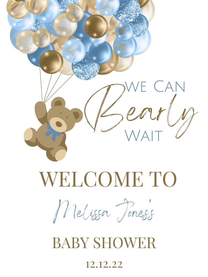 Editable We Can Bearly Wait Baby Shower Welcome Sign Bear and - Etsy