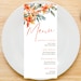 Editable Menu Card Template, Orange Floral Menu Cards, Birthday, Dinner ...