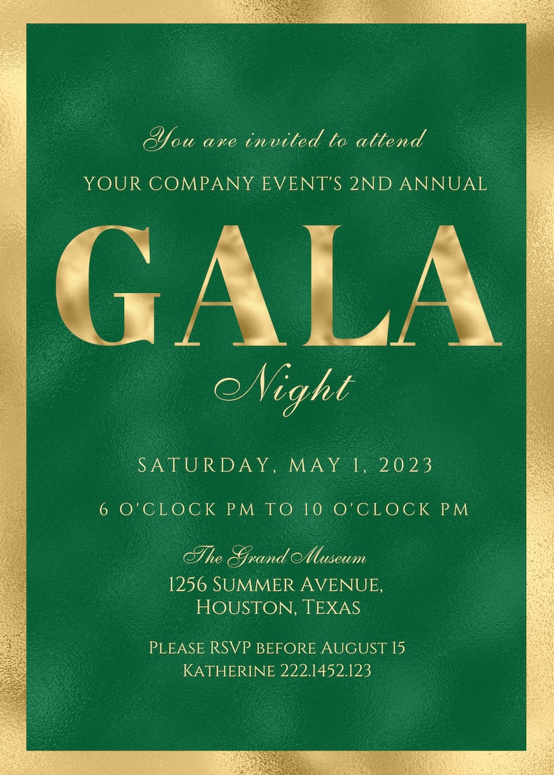 Editable Gala Invitation Gala Party Corporate Invite - Etsy