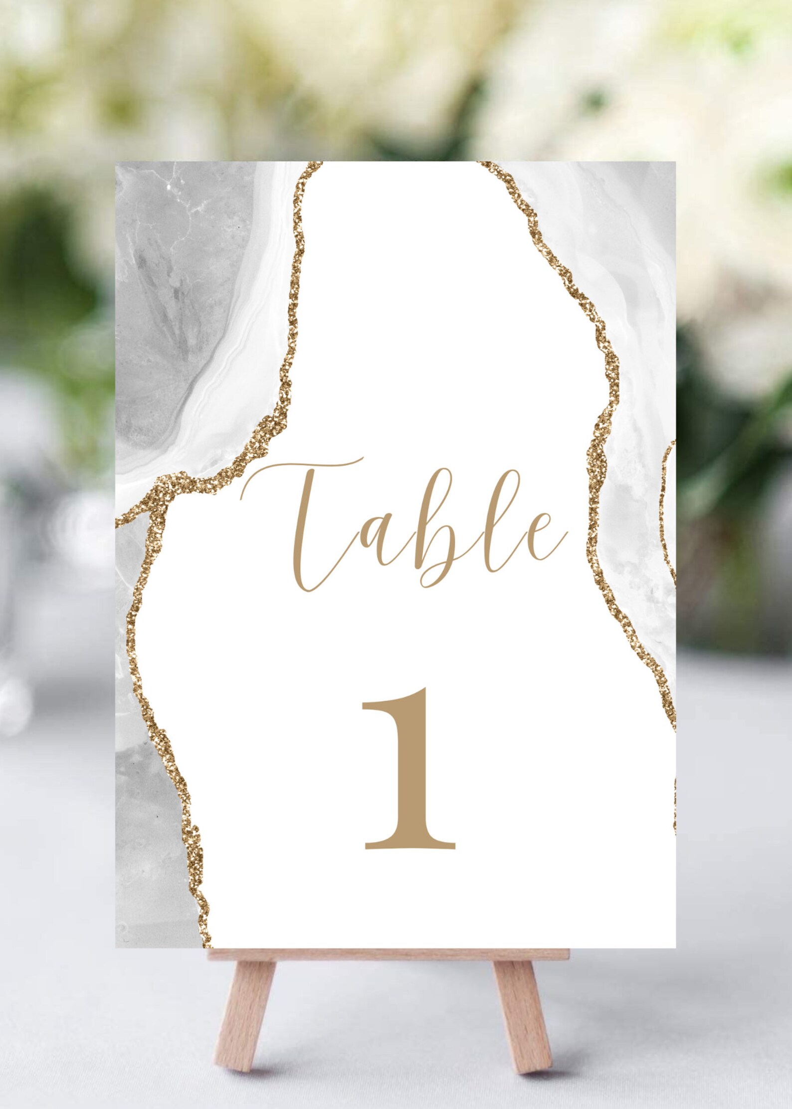 Printable Table Numbers, White and Gold Table Numbers Template, Wedding ...
