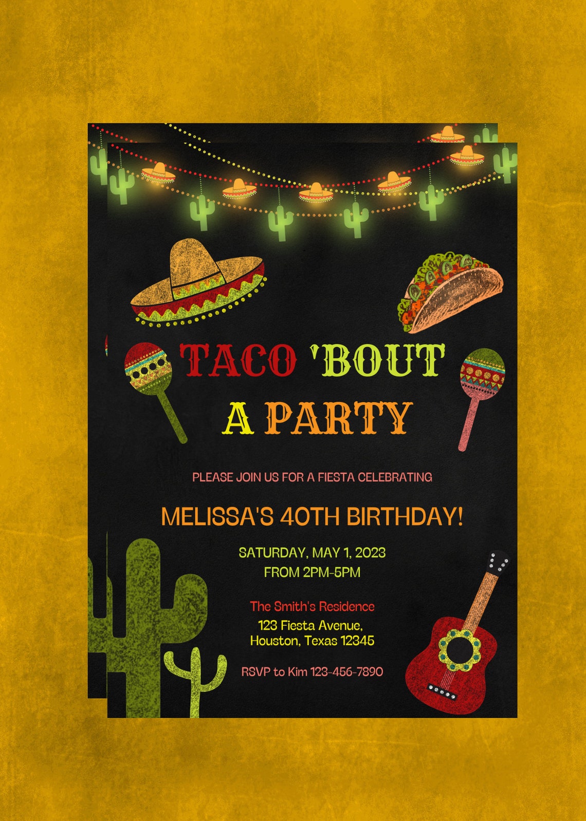 Editable Taco 'bout a Party Invitation Fiesta Invitation - Etsy