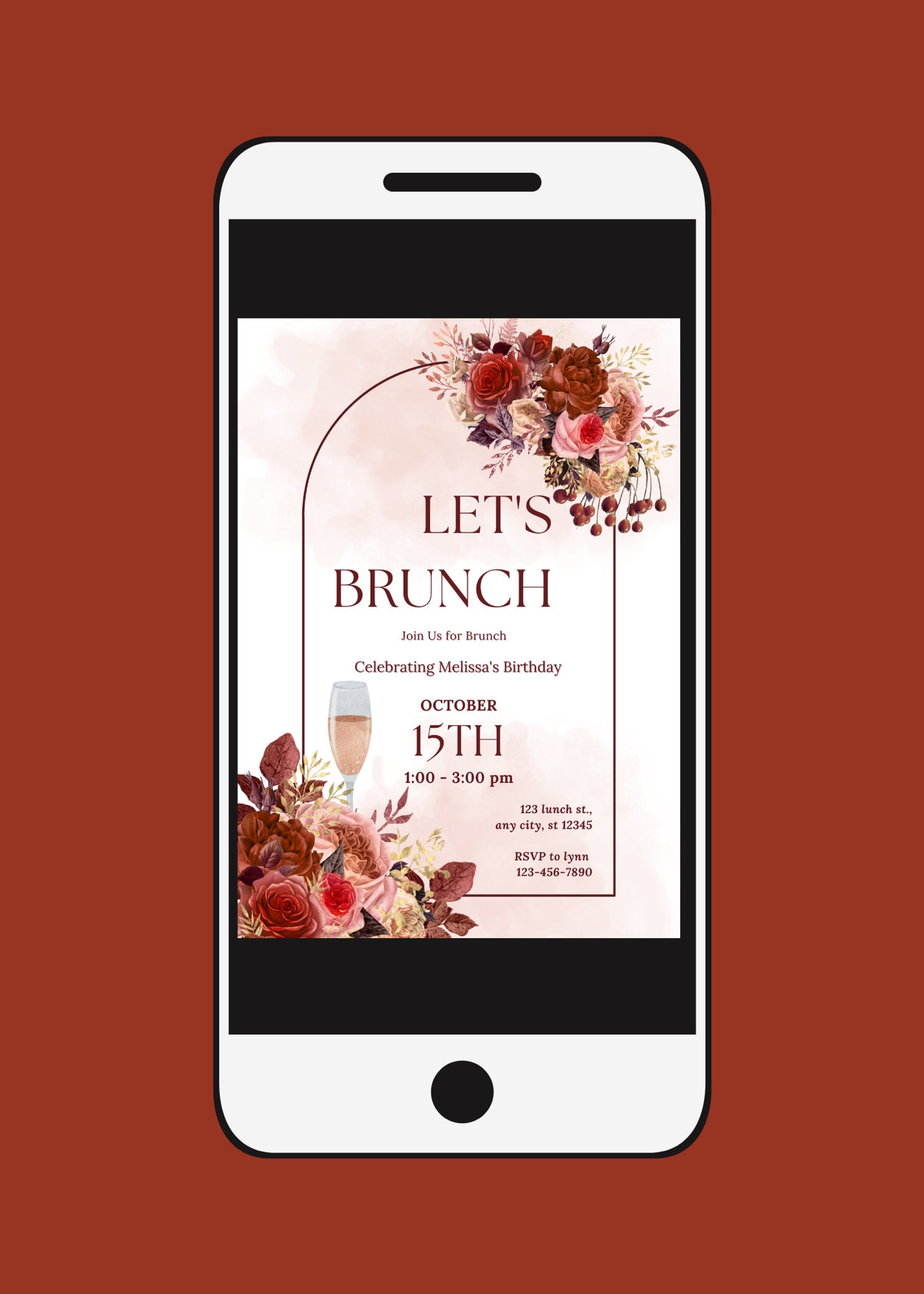 Editable Let's Brunch Invitation Autumn Flower Birthday - Etsy