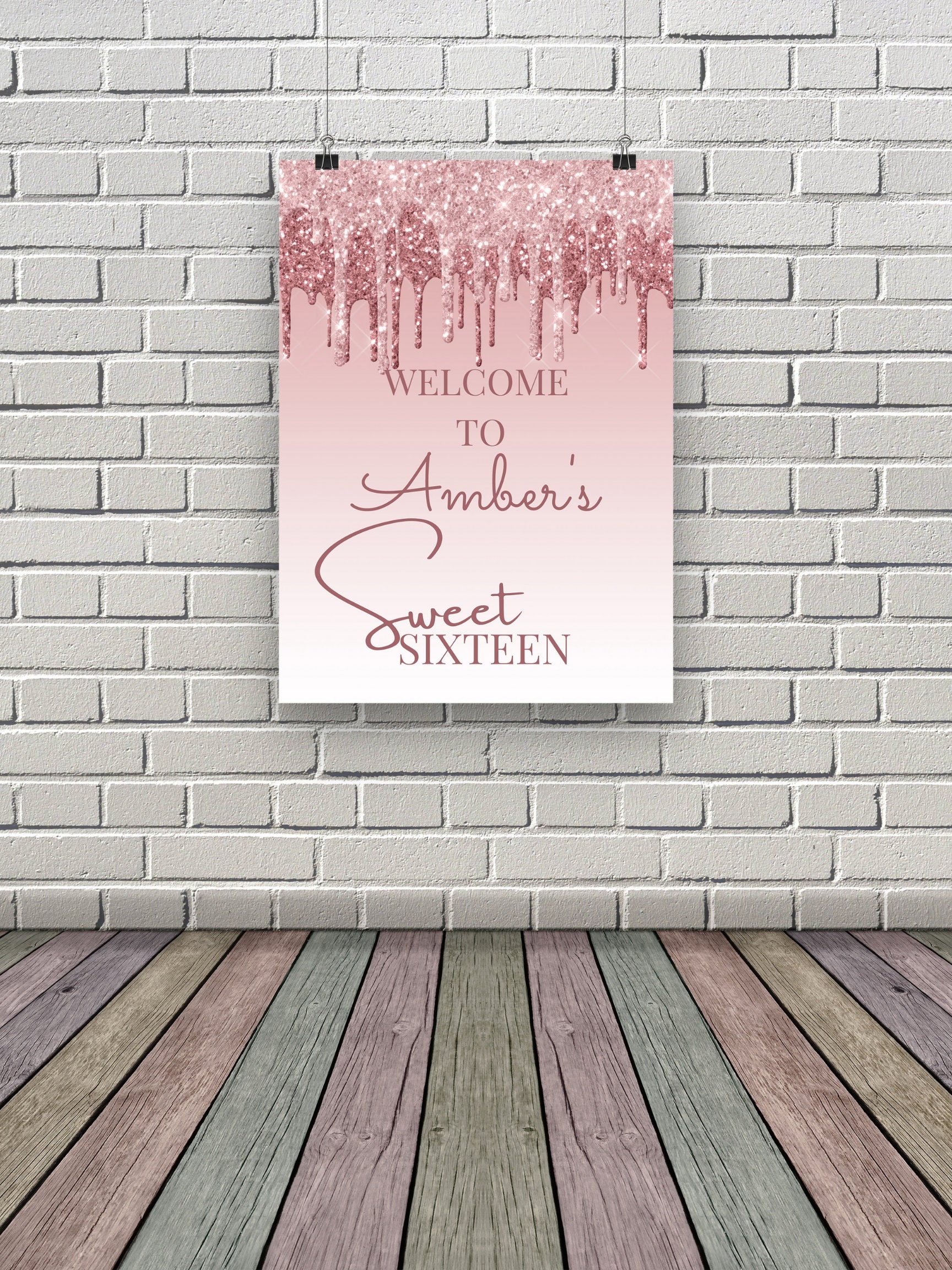 Editable Sweet 16 Welcome Sign Glitter Drip Birthday Welcome - Etsy