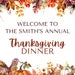 Editable Thanksgiving Welcome Sign Autumn Leaves Pumpkin Thanksgiving ...