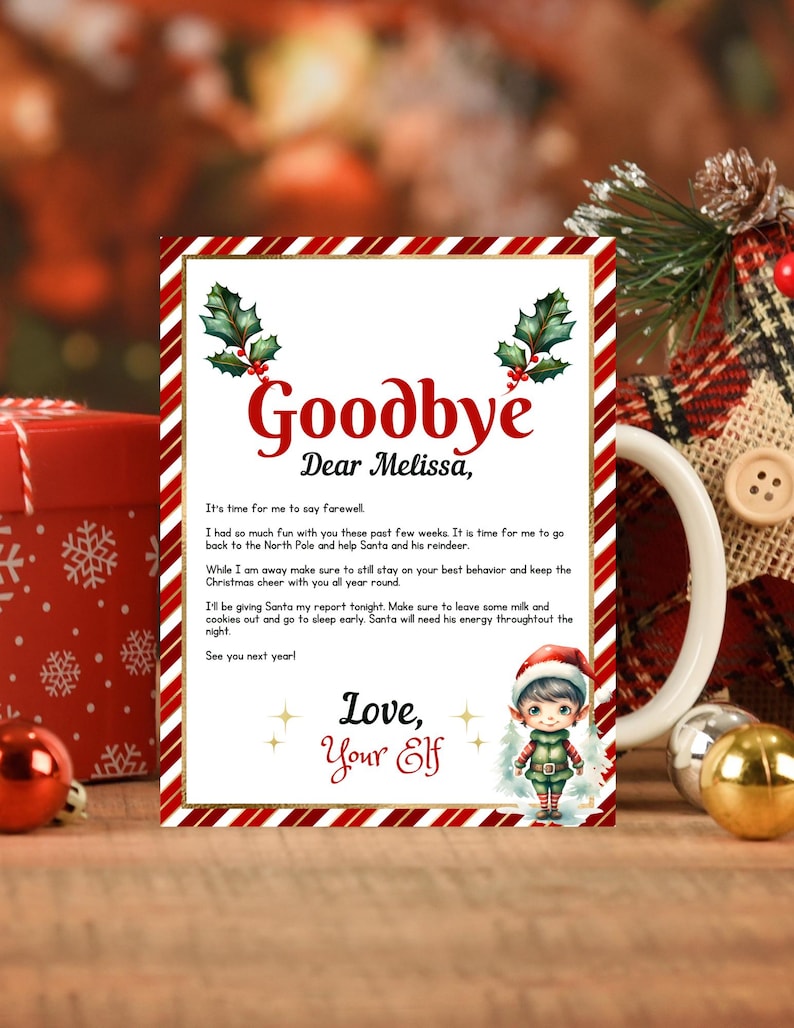 Elf Goodbye Letter Template, Christmas Departure Note, Editable - Etsy