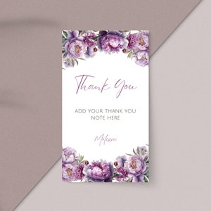 Printable Thank You Tags, Purple Floral, Favor Tags, Gift Tags, Thank ...