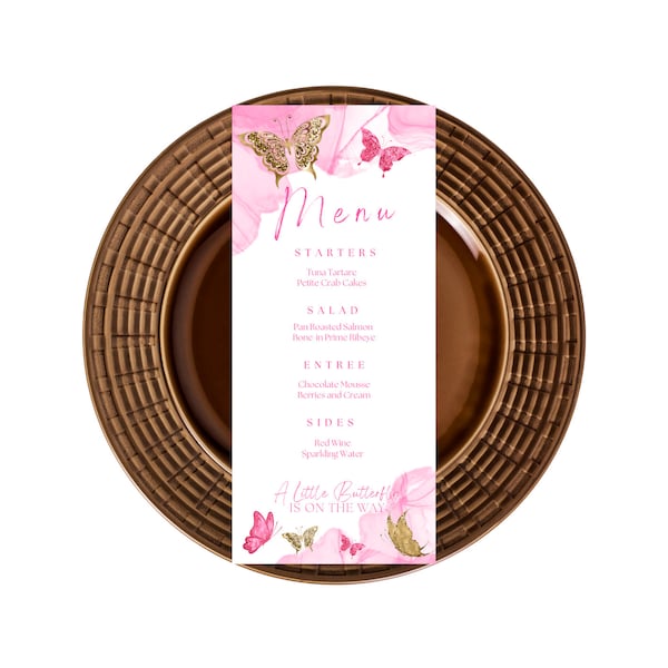 Butterfly Menu With Gold - Etsy