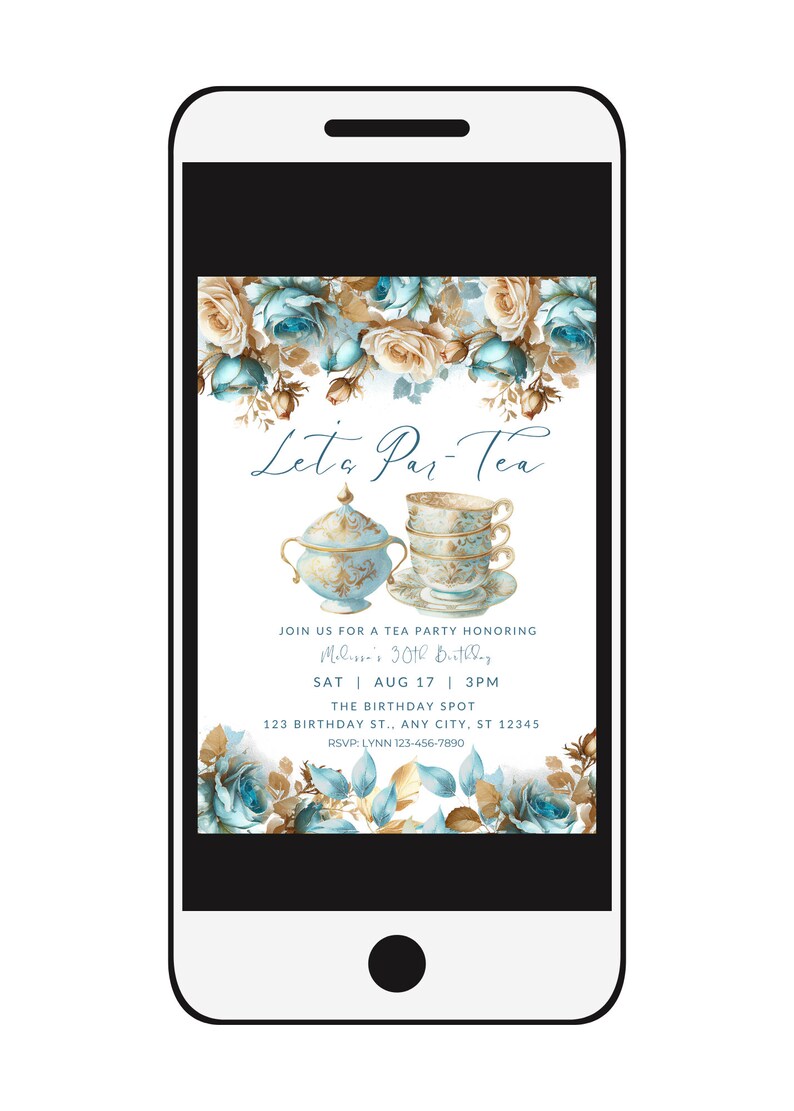 Editable Tea Party Invitation Let's Par-tea Birthday Tea - Etsy
