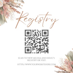 Editable Registry Card With QR Code, Invitation Insert, Enclosure Card ...