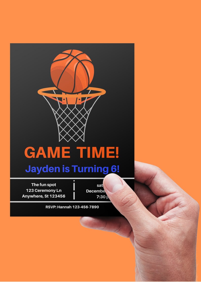 Editable Basketball Birthday Invitation Game Time Basketball - Etsy
