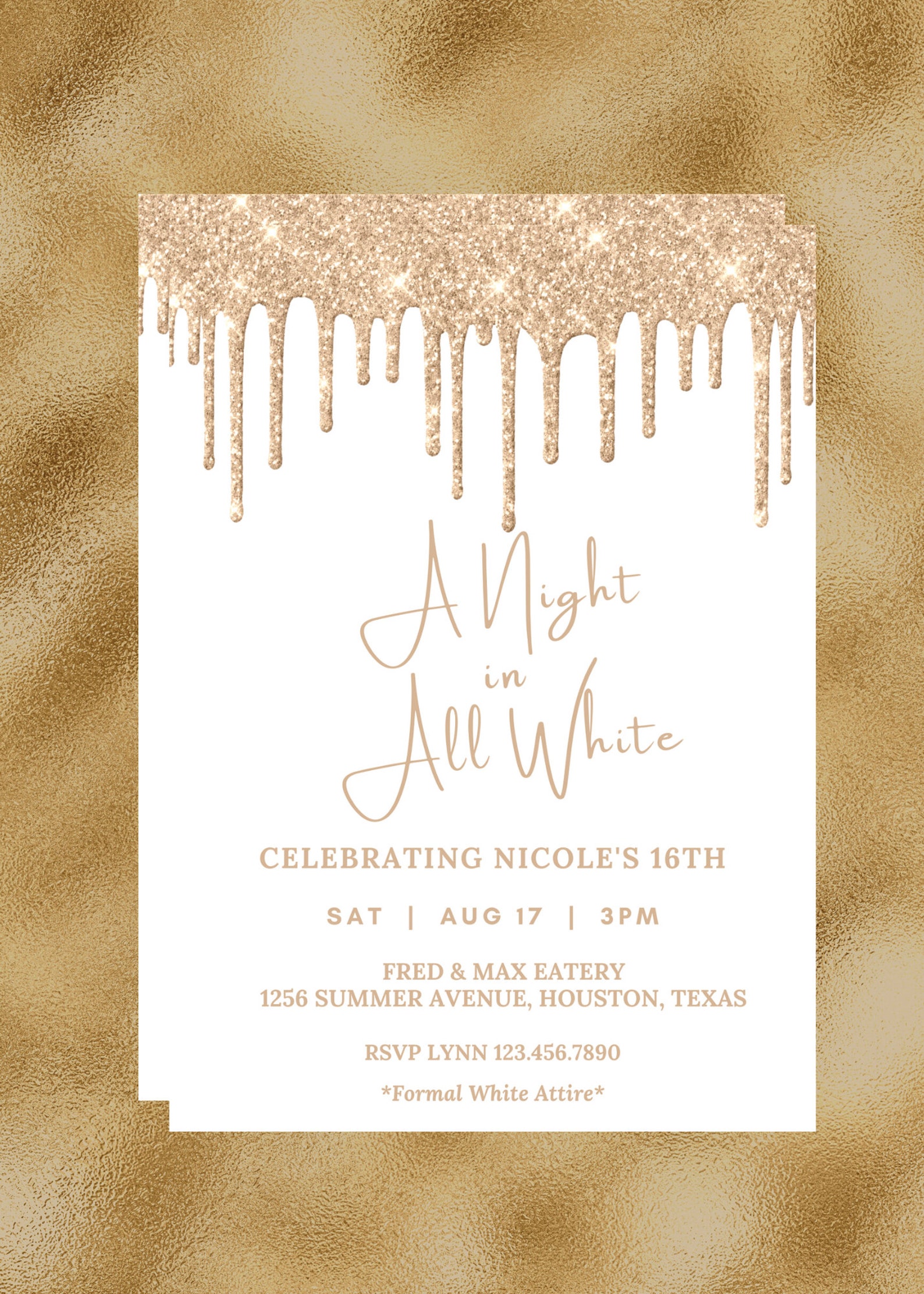 Editable A Night in All White Invitation, All White Party Invitation ...