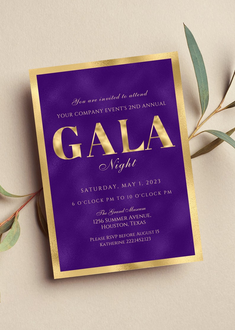 Editable Gala Invitation, Gala Party, Corporate Invite, Fundraiser ...