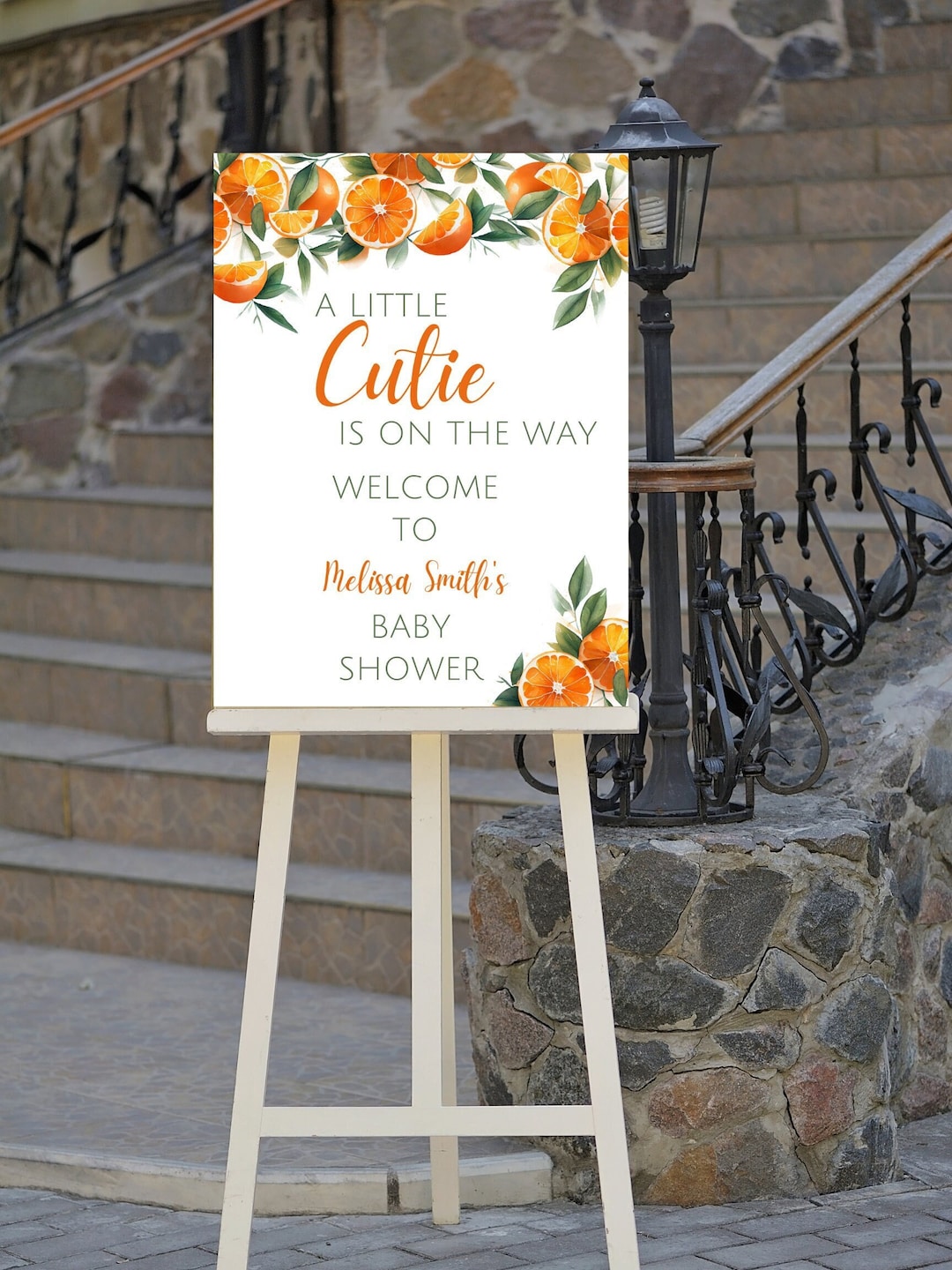Editable A Little Cutie is on the Way Baby Shower Welcome Sign, Citrus ...