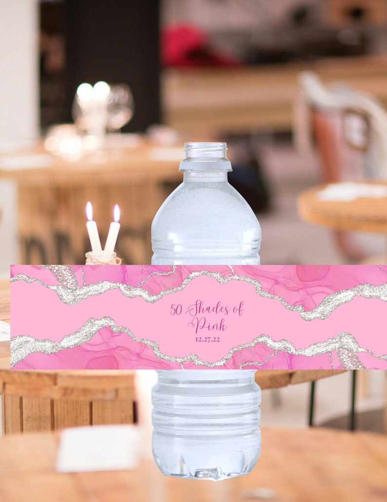 Editable Shades of Pink Water Bottle Label Template Pink and - Etsy