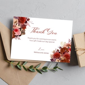 Printable Fall Flower Thank You Card, Editable Autumn Thank You Note ...