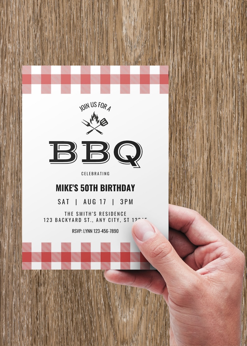 Editable BBQ Birthday Invitation, Cookout, Barbeque, Backyard Party ...