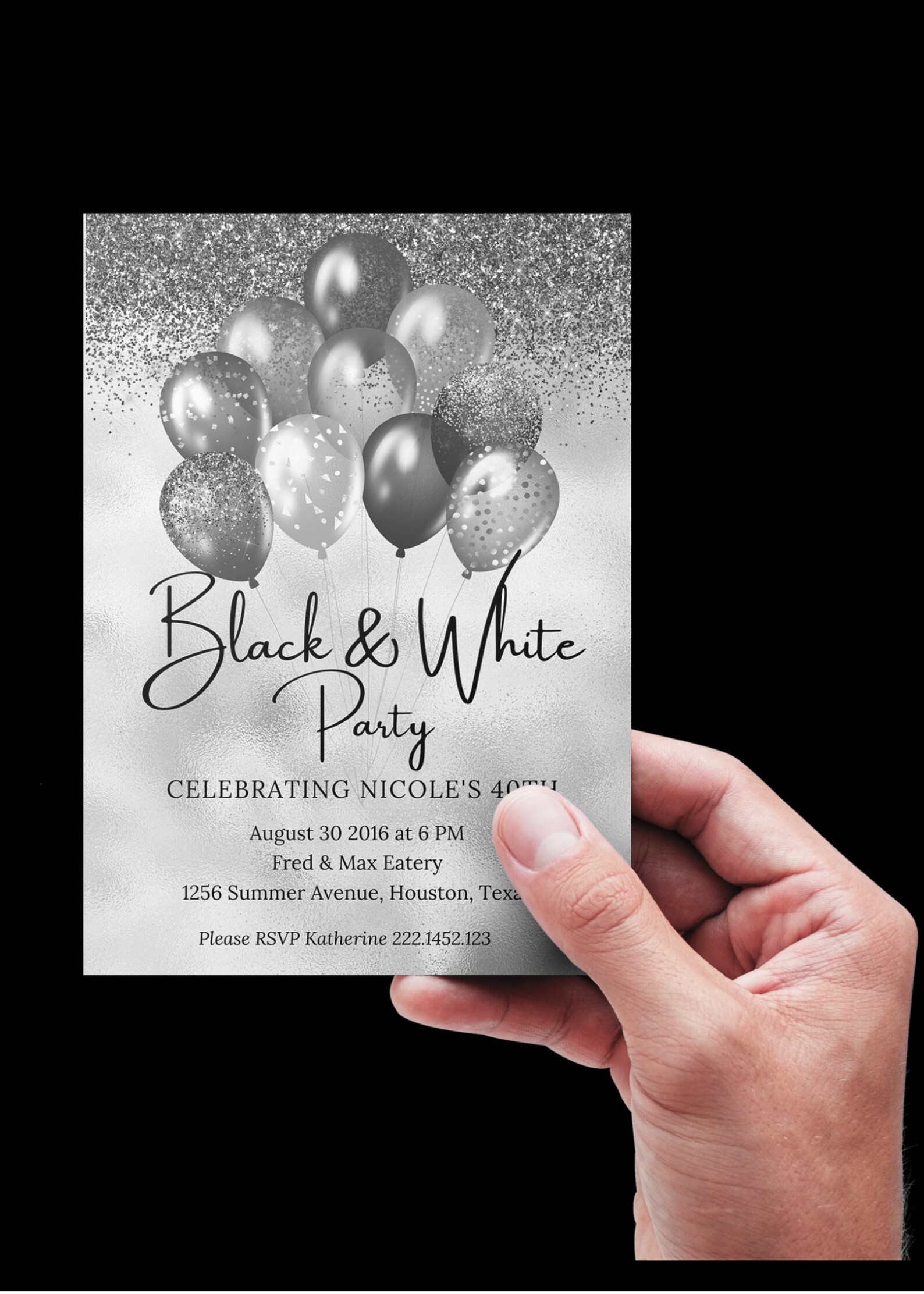 Editable Black and White Party Invitation Black and White - Etsy