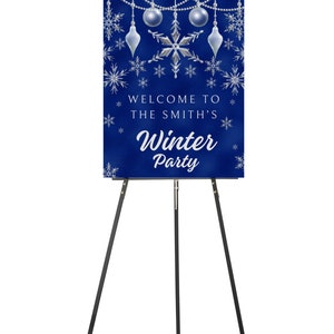 Editable Winter Party Welcome Sign Snowflake Holiday Party Entrance ...