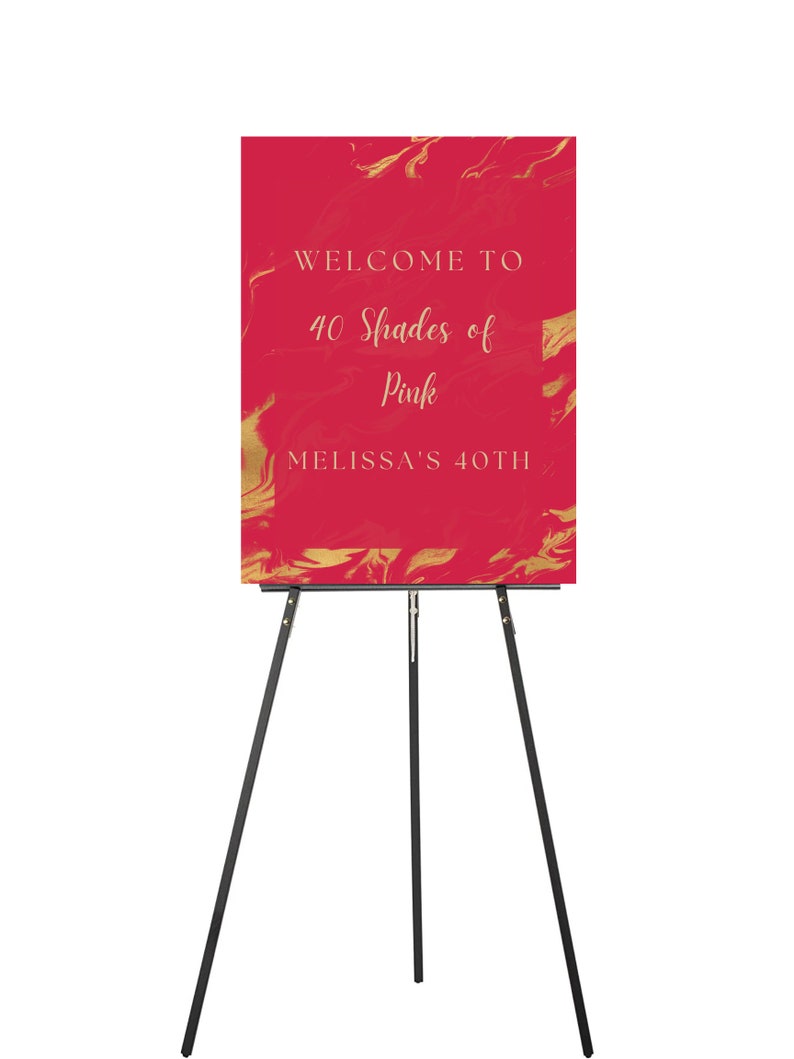 Editable Shades of Pink Birthday Welcome Sign Pink and Gold - Etsy