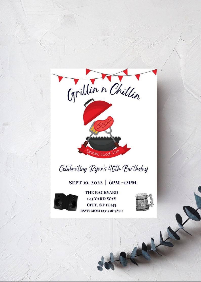 Editable Cookout Invitation Grillin and Chillin Birthday - Etsy